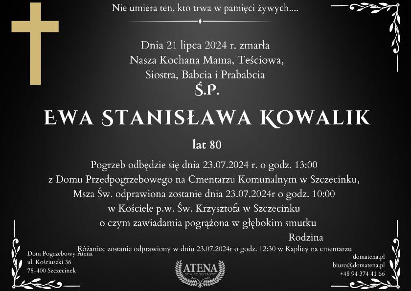 ŚP Ewa Stanisława Kowalik - nekrolog